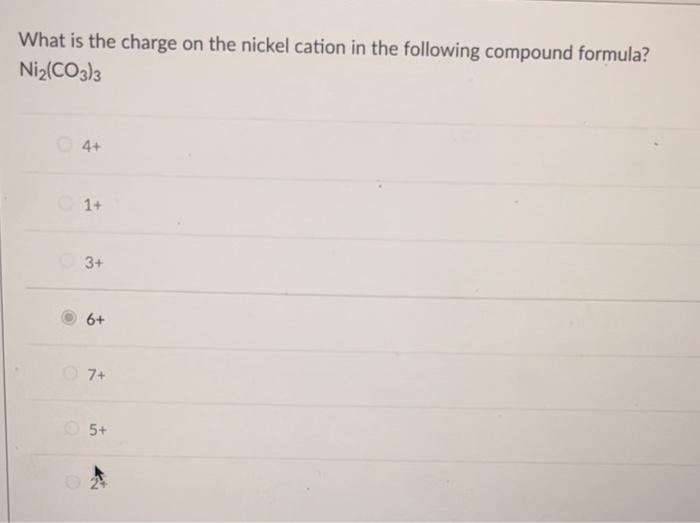 Solved What is the charge on the nickel cation in the | Chegg.com