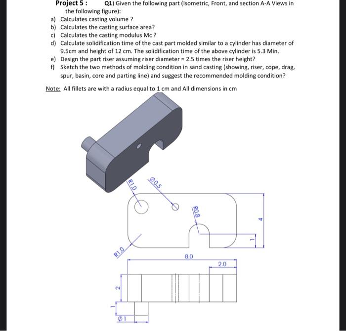 Solved Project 5 : Q1) Given the following part (Isometric, | Chegg.com
