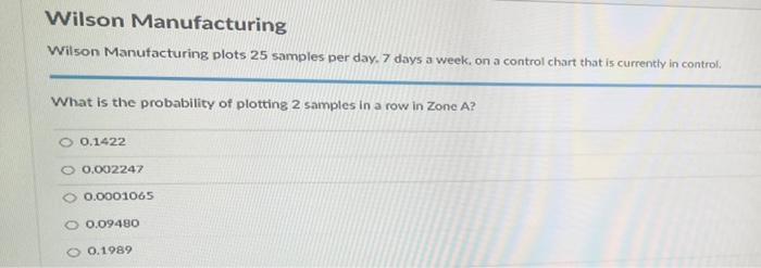 Solved Wilson Manufacturing Wilson Manufacturing plots 25 | Chegg.com