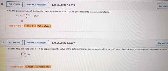 Solved 10. 0/1 POINTS | PREVIOUS ANSWERS LARCALCETZ 5.7.075. | Chegg.com Solved 10. 0/1 POINTS | PREVIOUS ANSWERS LARCALCETZ 5.7.075. | Chegg.com