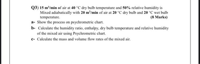 Solved (3) 15 m²/min of air at 40°C dry bulb temperature and | Chegg.com