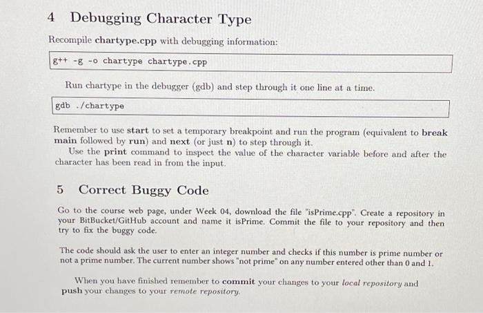 Solved 4 Debugging Character Type Recompile chartype.cpp | Chegg.com