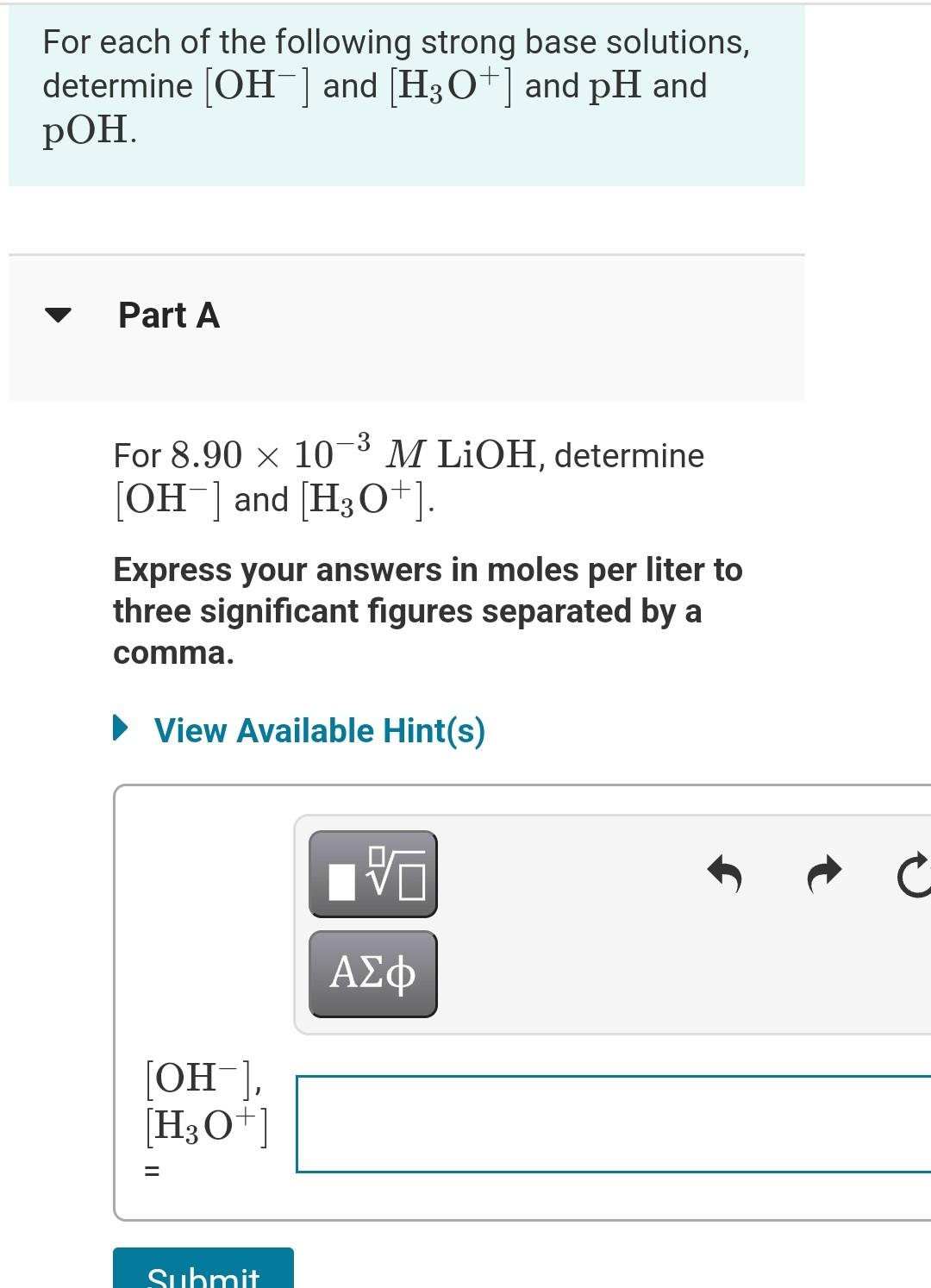 Solved For each of the following strong base solutions, | Chegg.com