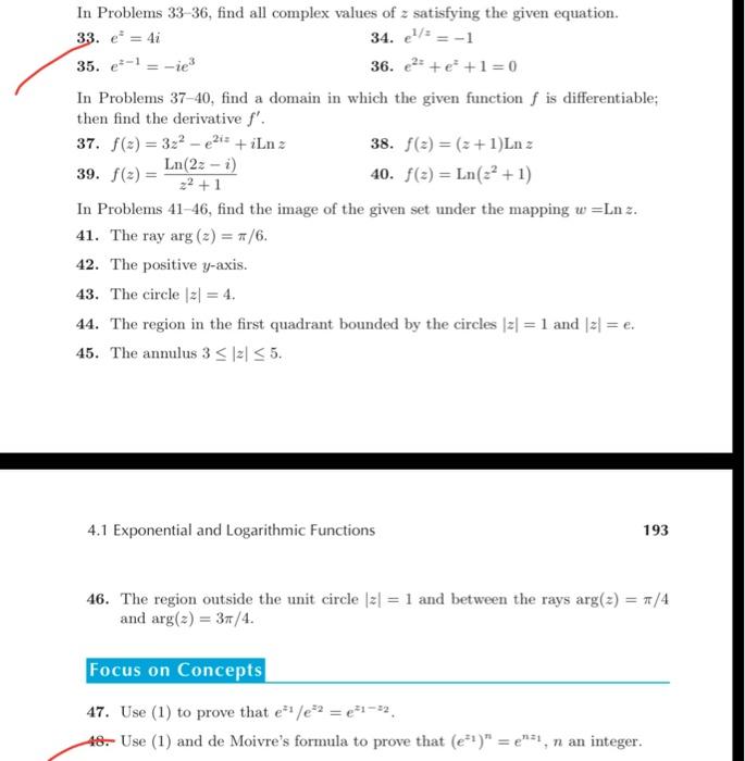 Solved In Problems 33−36, find all complex values of z | Chegg.com