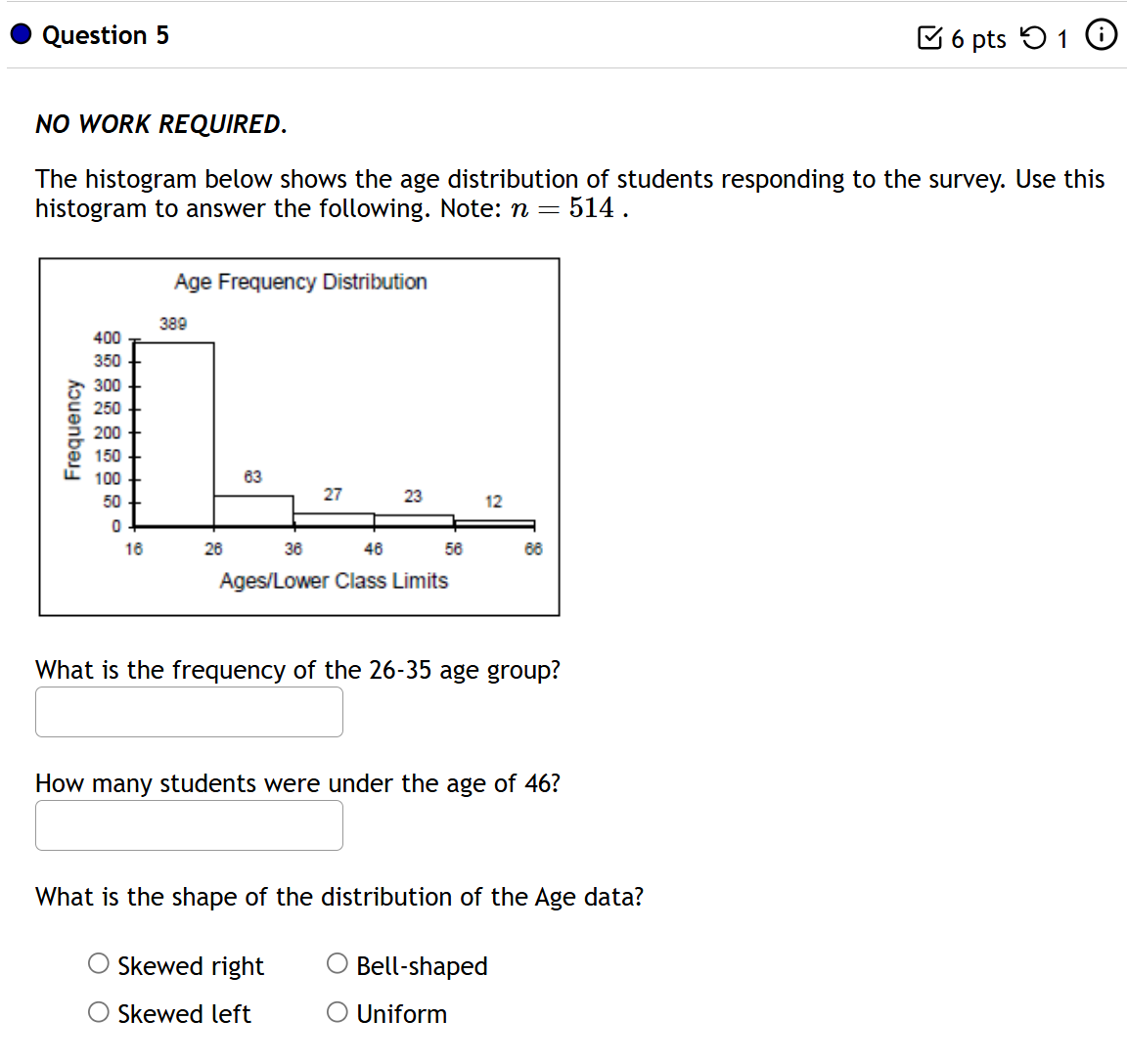 NO WORK REQUIRED.The histogram below shows the age | Chegg.com