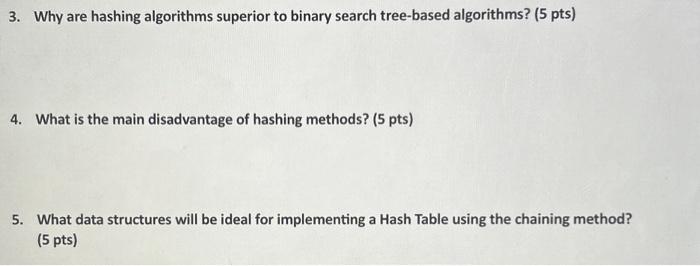 Solved 3 Why Are Hashing Algorithms Superior To Binary
