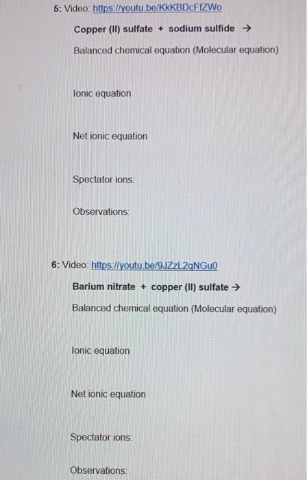 Solved 5: Video: https://youtu be/KkKBDcFA ∠ Wo Copper (II) | Chegg.com