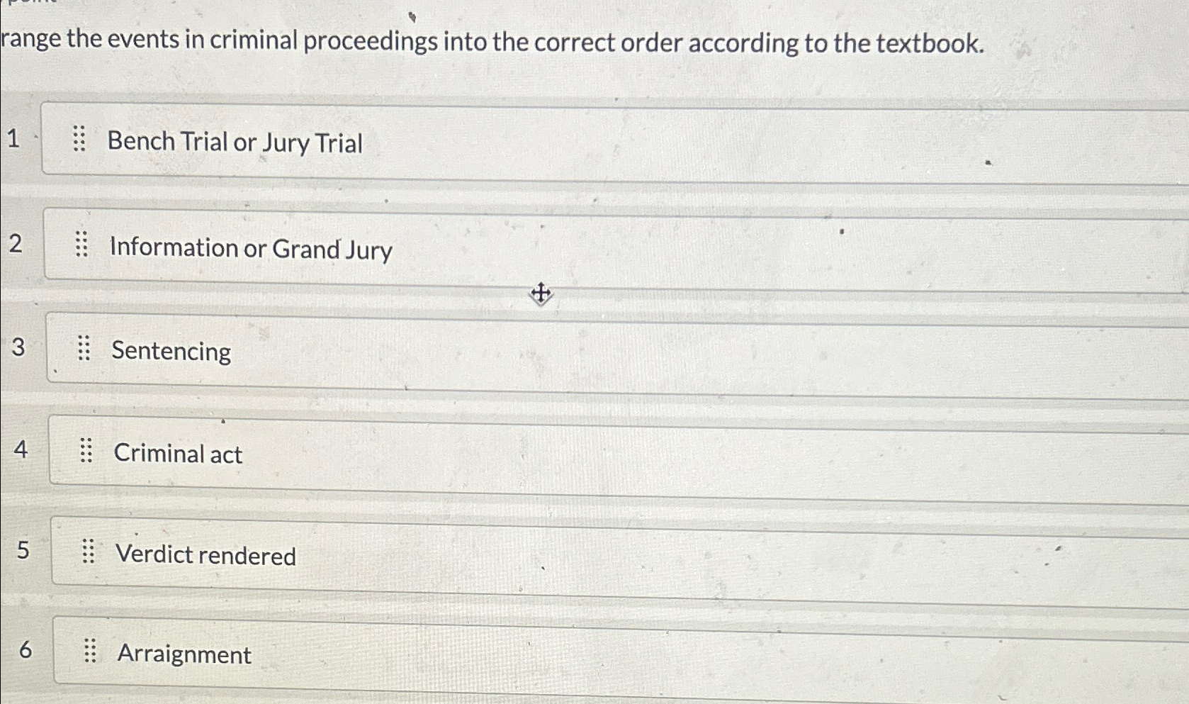 Solved range the events in criminal proceedings into the | Chegg.com