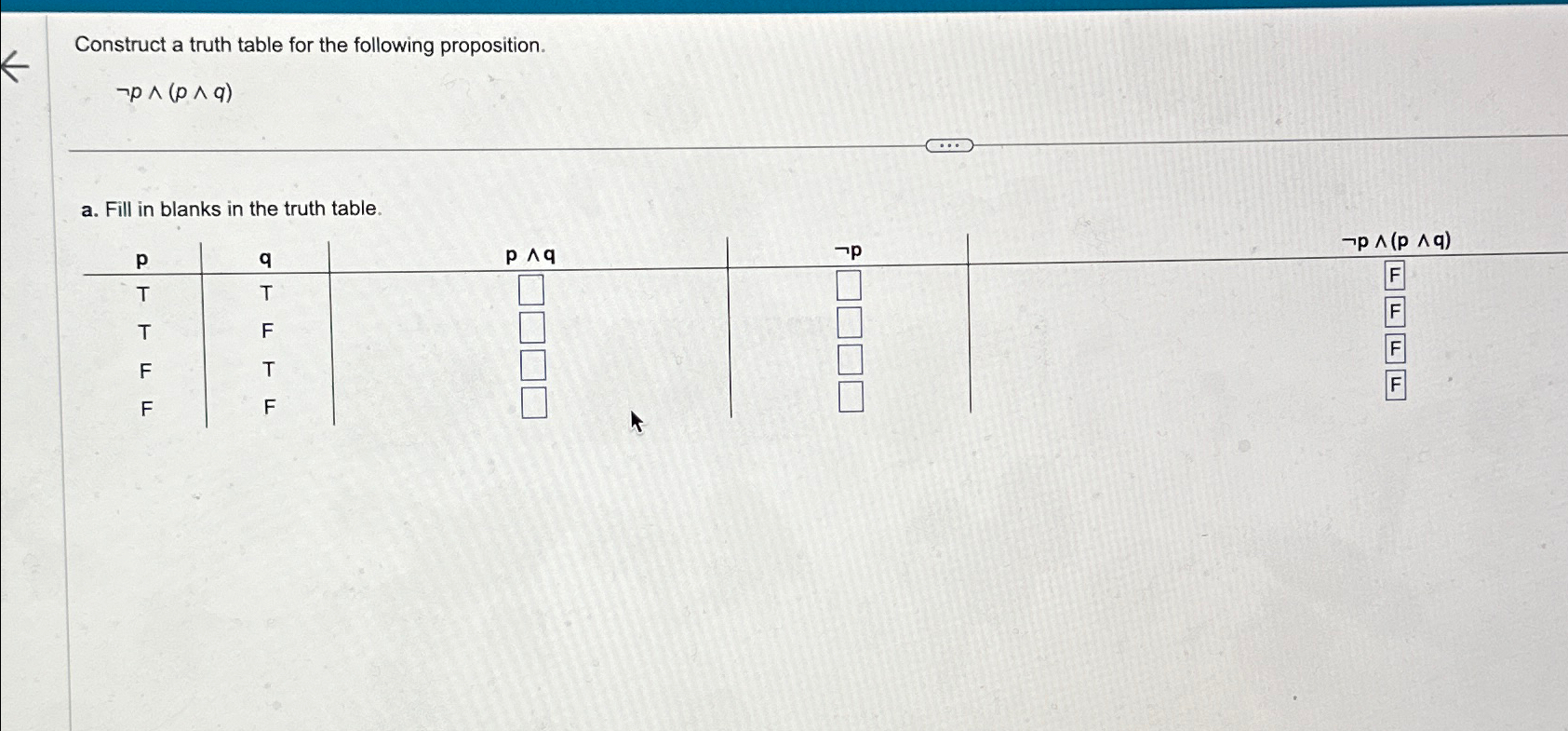 Solved Construct a truth table for the following | Chegg.com
