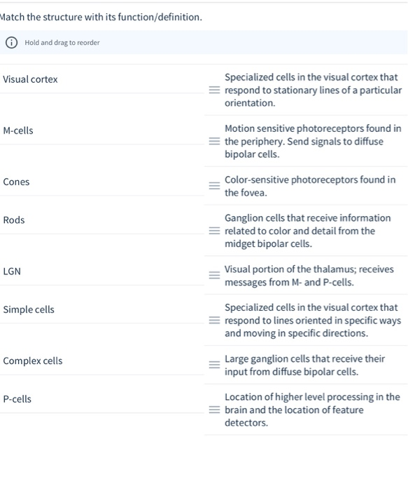 Solved Match the structure with its function/definition. | Chegg.com