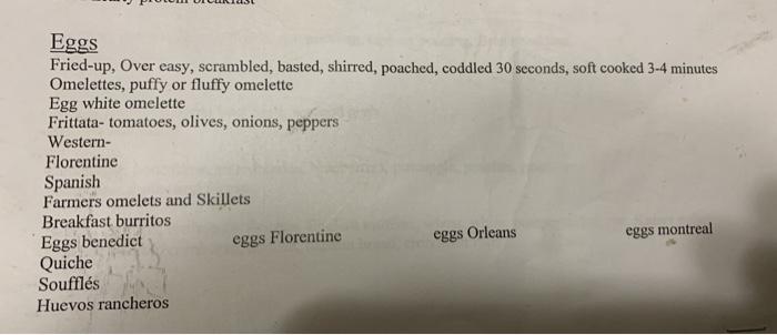 Solved Menu Assignment Extra points for creating variations | Chegg.com