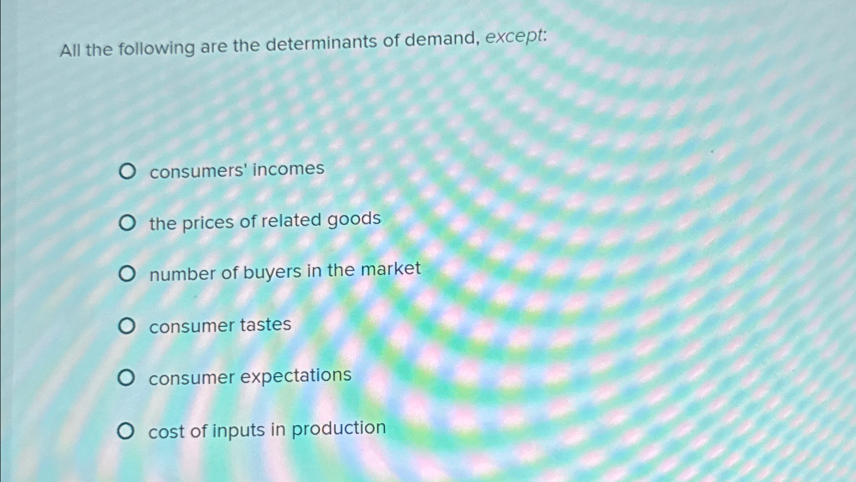 Solved All the following are the determinants of demand, | Chegg.com