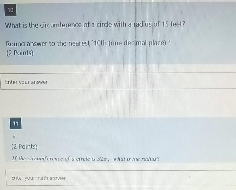 Solved 10 What is the circumference of a circle with a | Chegg.com