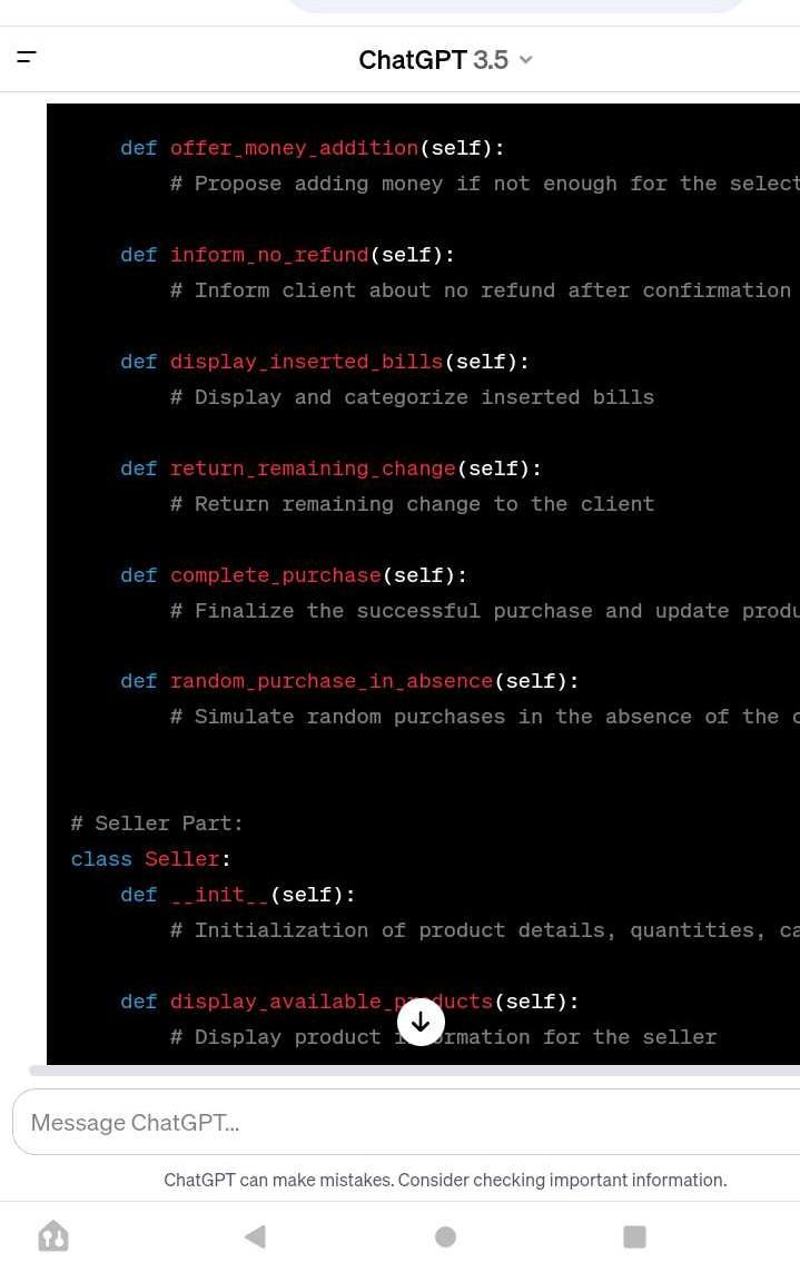 Solved python Co class VendingMachine: def _. init_ (self): | Chegg.com
