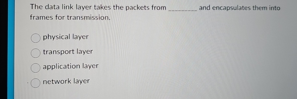Solved The data link layer takes the packets from and | Chegg.com