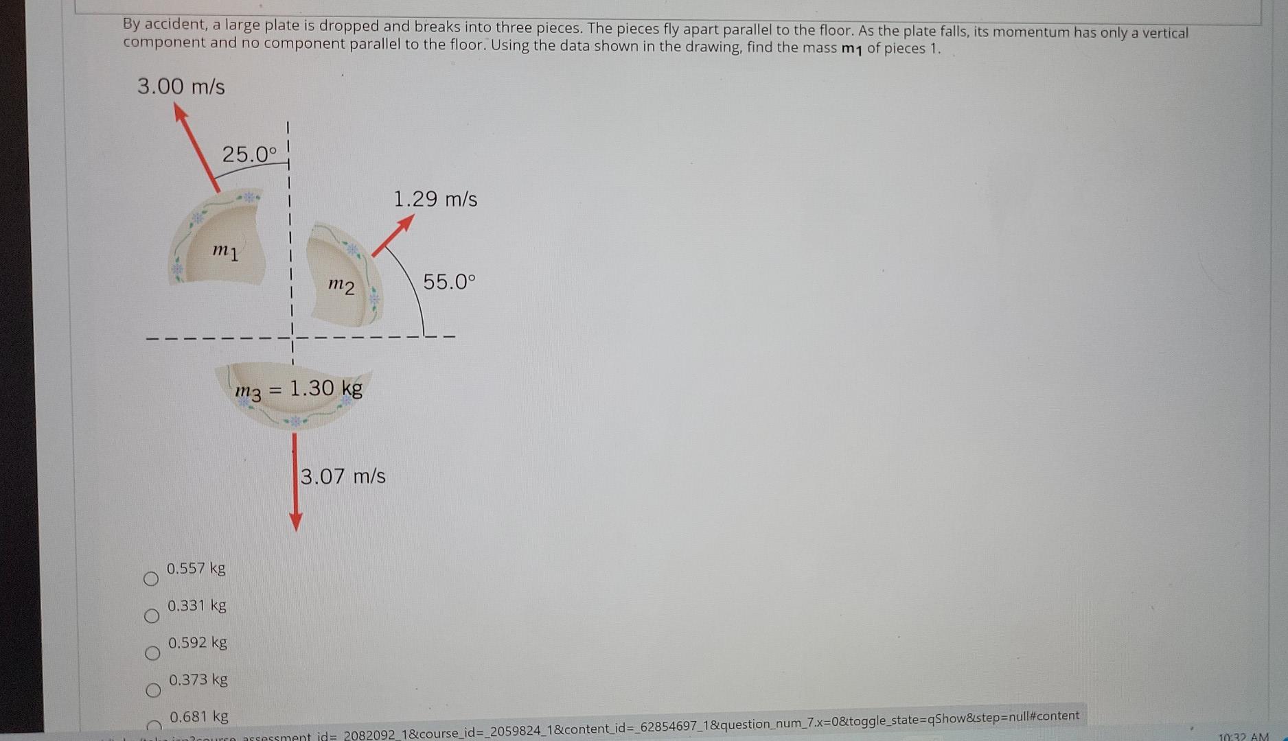 Solved By accident, a large plate is dropped and breaks into | Chegg.com