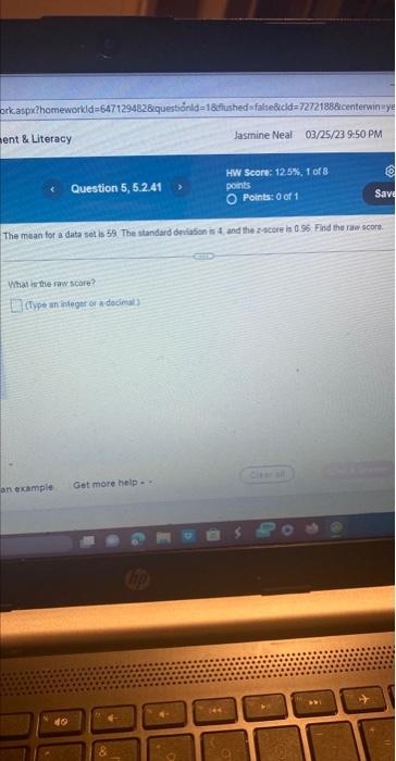 The Mean For A Data Set Is 59 The Standard