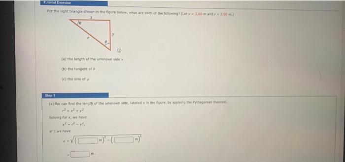 Solved Tutorial Exercise For the right triangle shown in the | Chegg.com