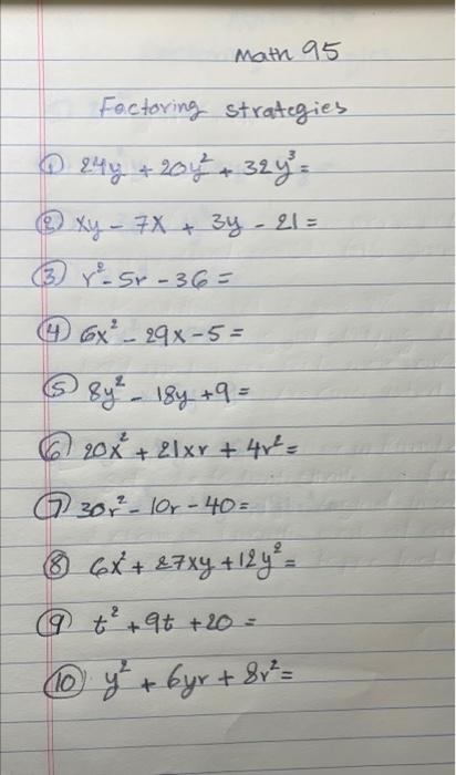 Solved Math 95 Factoring strategies 6 849 + 2017 432y, 244 = | Chegg.com