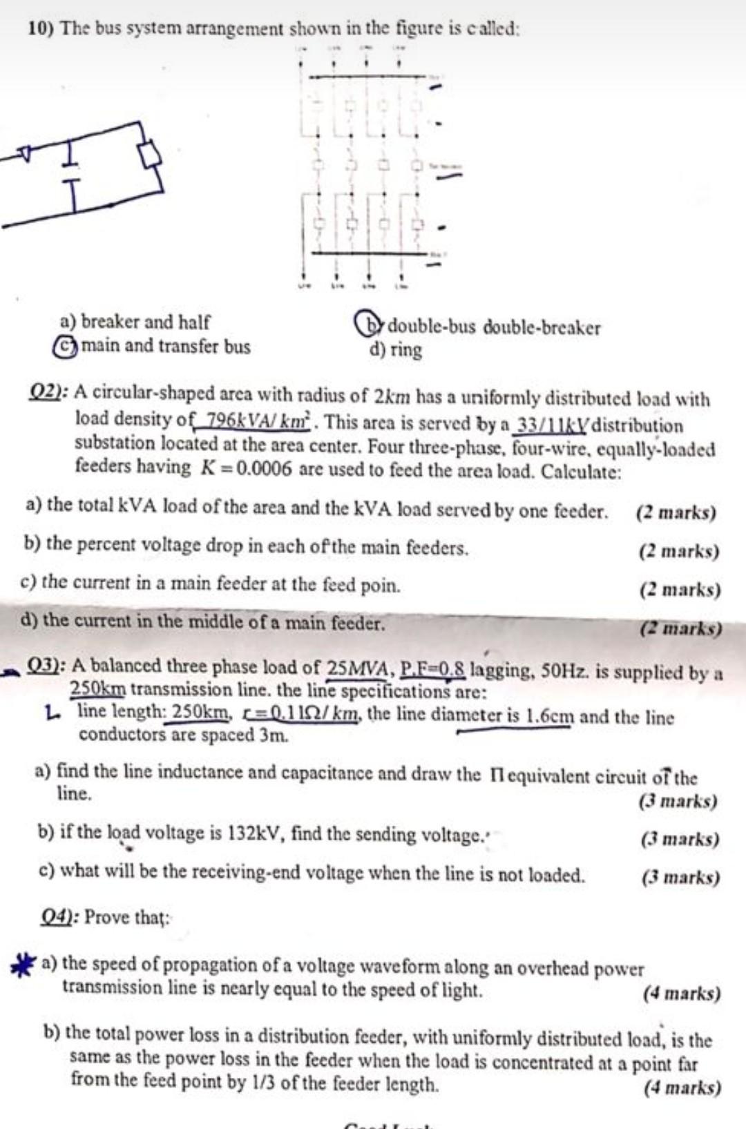 10) The bus system arrangement shown in the figure is | Chegg.com