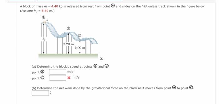 Solved A block of mass m=4.40 kg is released from rest from | Chegg.com