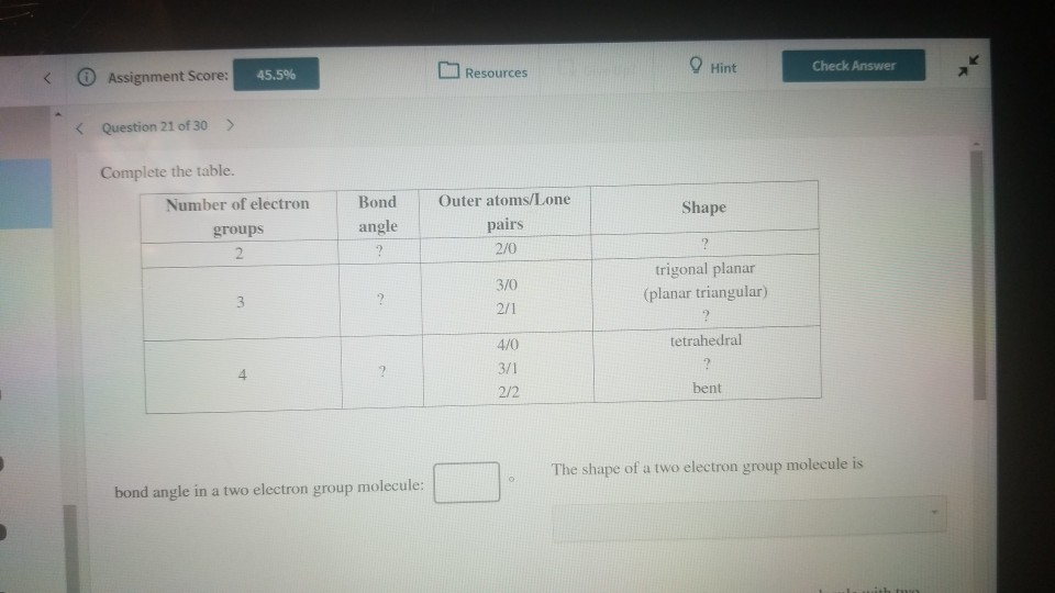 Solved Hint Check Answer Assignment Score: 45.5% Resources | Chegg.com