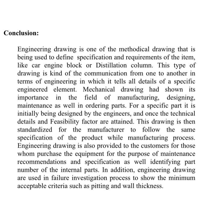 Solved Conclusion: Engineering drawing is one of the | Chegg.com