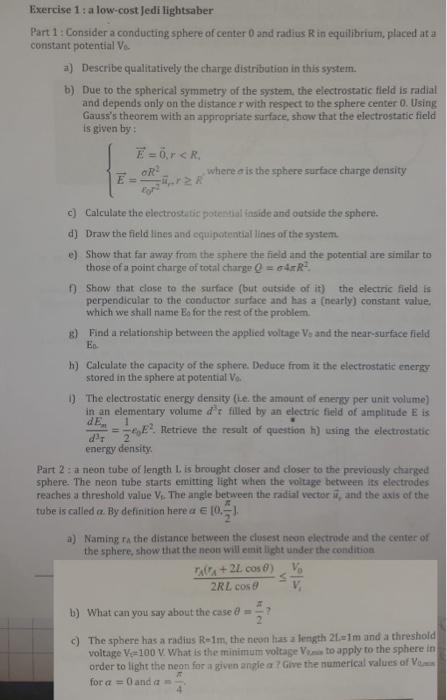 Solved Exercise 1: a low-cost Jedi lightsaber Part 1 : | Chegg.com