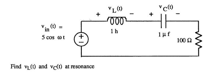 Solved Find vL(t) and vC(t) at resonance | Chegg.com