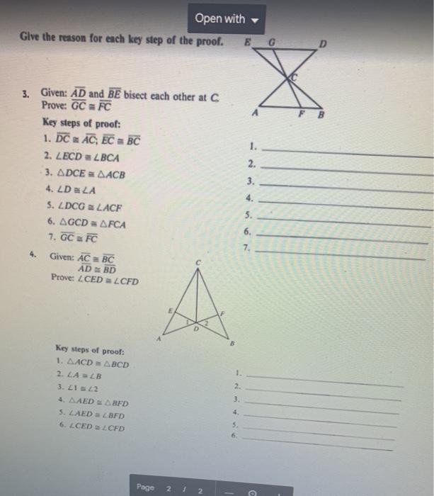 Solved Open with Glve the reason for each key step of the | Chegg.com