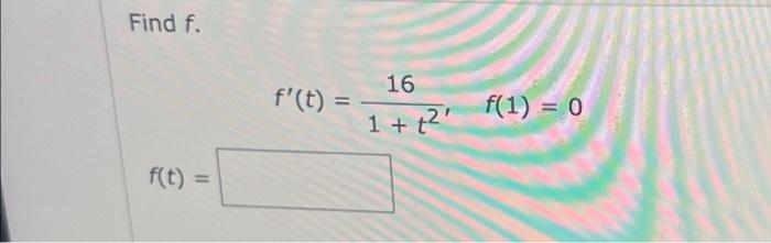Solved Find f. f′(t)=1+t216,f(1)=0 | Chegg.com