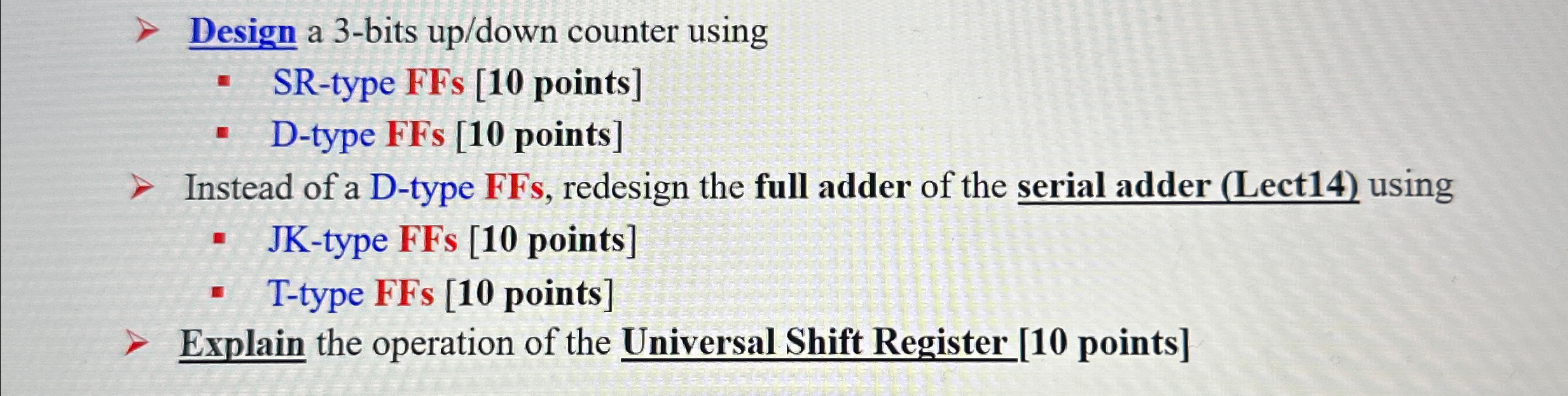 Design a 3-bits up/down counter usingSR-type FFs | Chegg.com