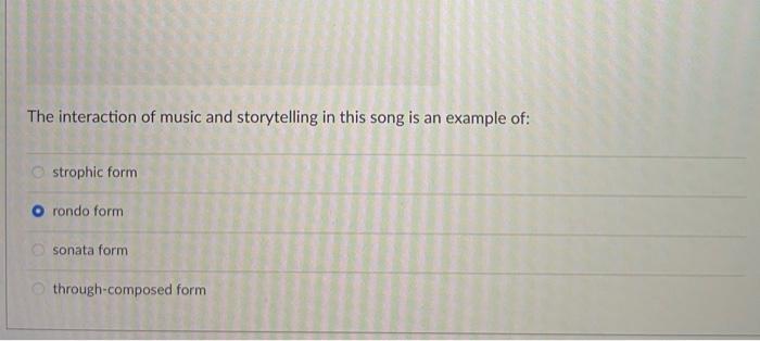 The interaction of music and storytelling in this | Chegg.com
