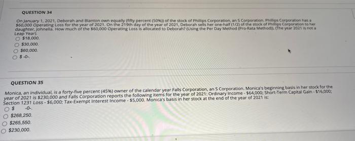 Solved QUESTION 34 On January 1, 2021, Deborah and Blanton | Chegg.com