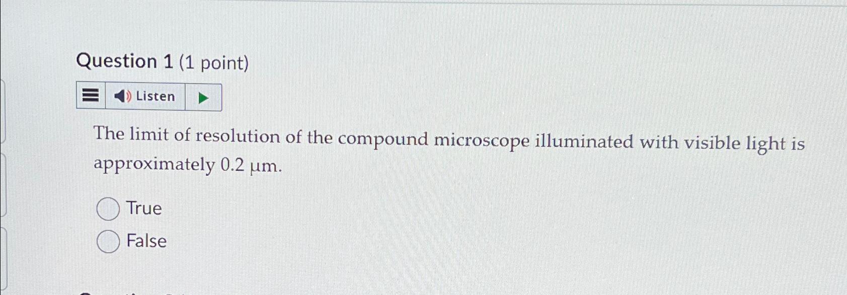 Solved Question 1 (1 ﻿point)ListenThe limit of resolution of | Chegg.com