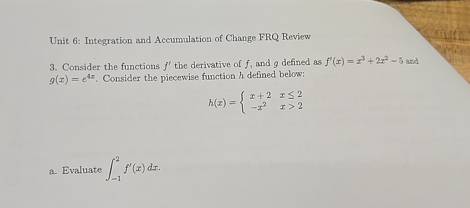 Solved Unit 6: Integration and Accumulation of Change FRQ | Chegg.com