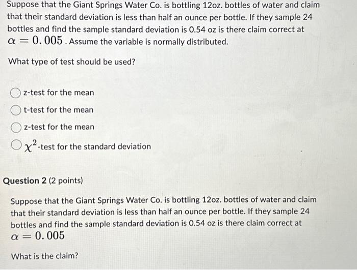 Solved Suppose that the Giant Springs Water Co. is bottling | Chegg.com
