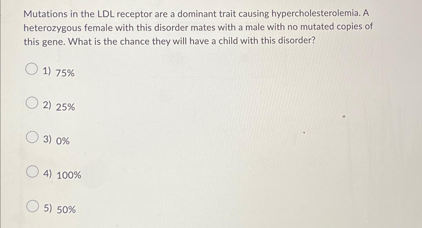 Solved Mutations in the LDL receptor are a dominant trait | Chegg.com