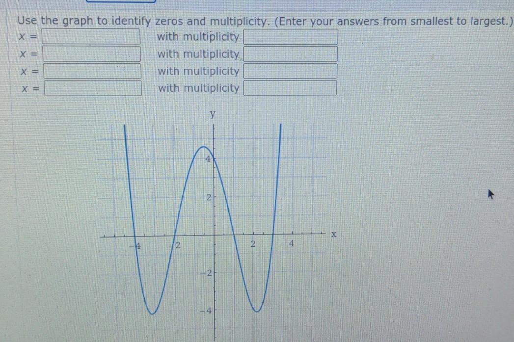 Solved x = Use the graph to identify zeros and multiplicity. | Chegg.com
