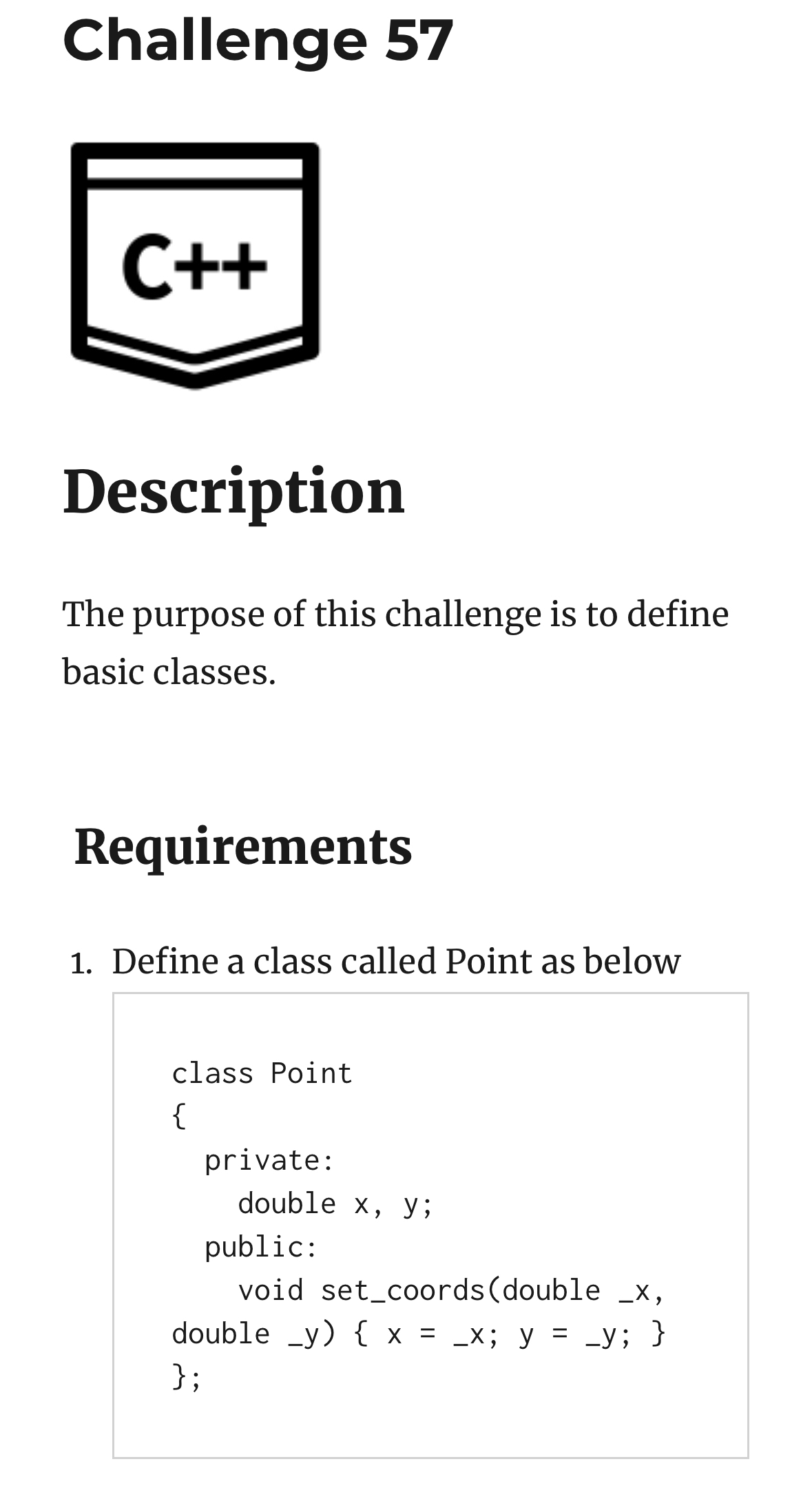 Solved Challenge 57C++DescriptionThe purpose of this | Chegg.com