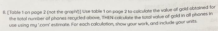 8. [Table 1 on page 2 (not the graph))] Use table 1 | Chegg.com