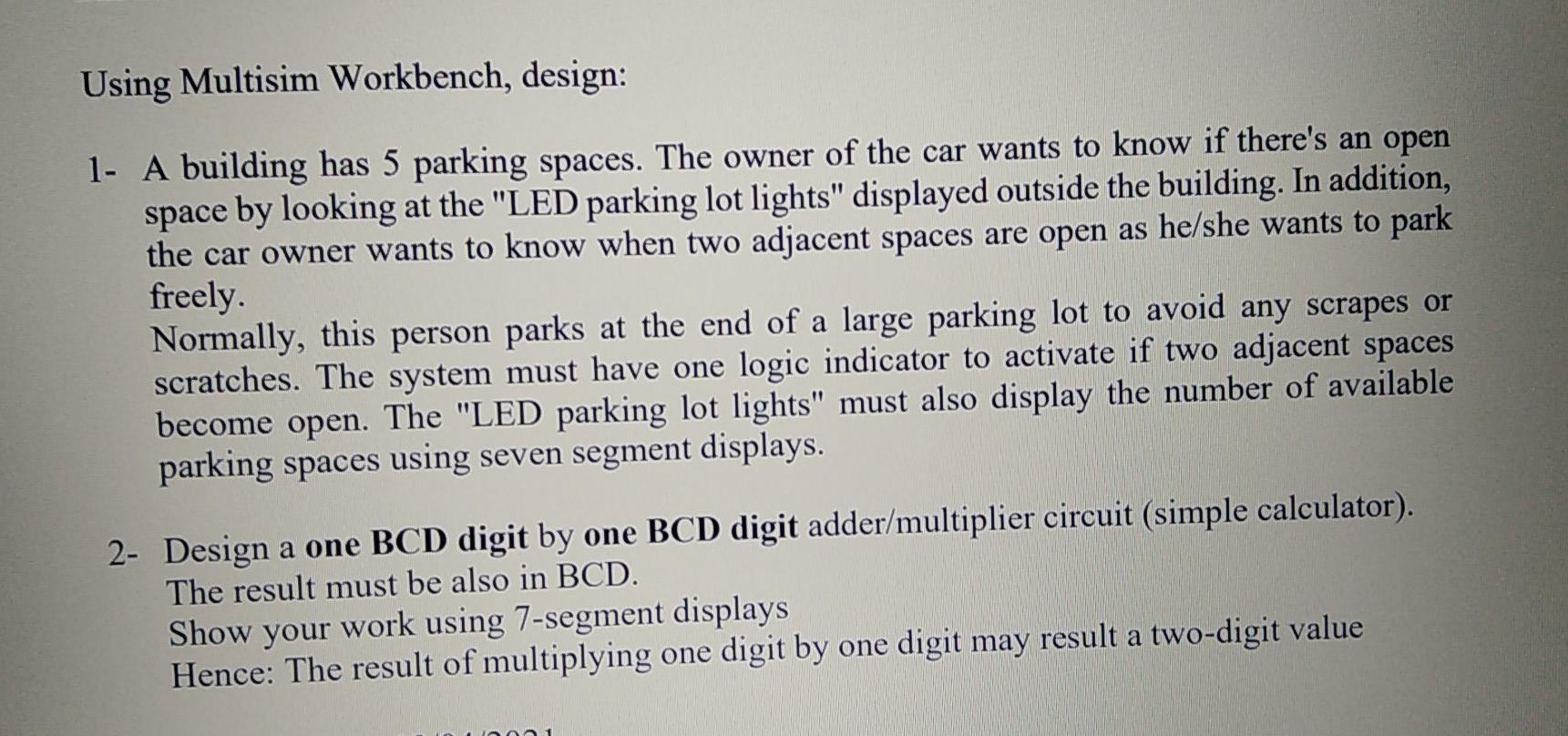 Solved Using Multisim Workbench, design: 1- A building has 5 | Chegg.com
