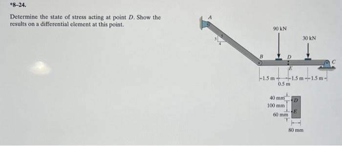 Solved Determine the state of stress acting at point D. Show | Chegg.com