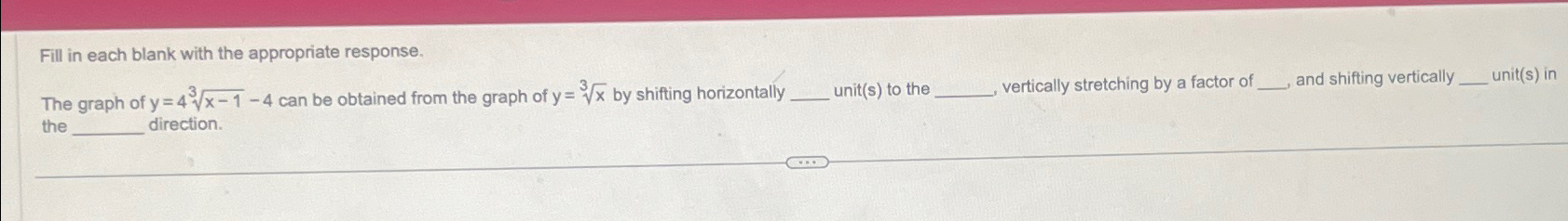 Solved Fill in each blank with the appropriate response.The | Chegg.com