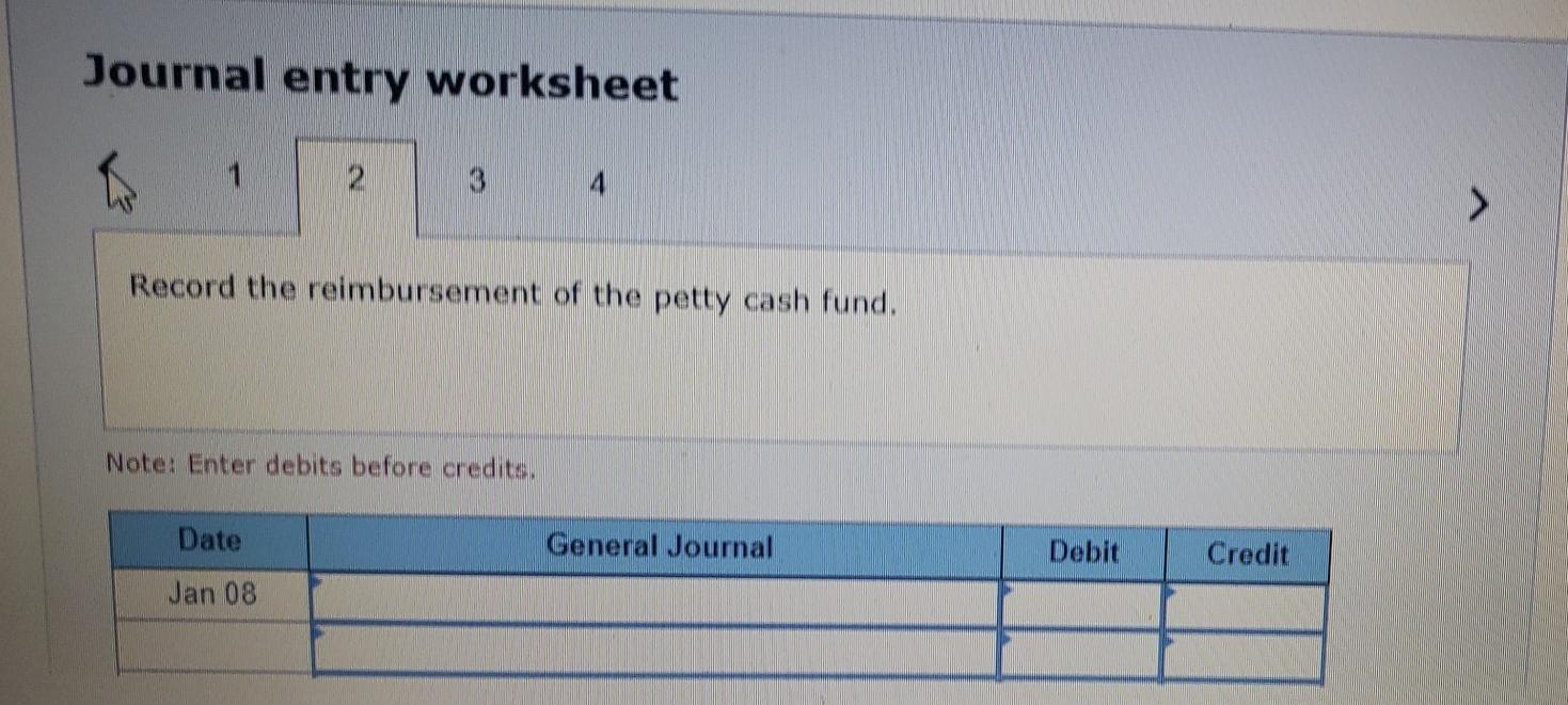 Solved Journal entry worksheet 1 2 3 4 Record the | Chegg.com