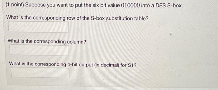 Solved (1 point) Suppose you want to put the six bit value | Chegg.com