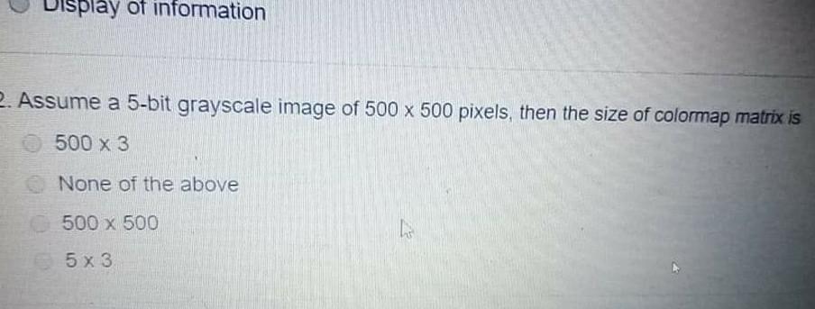 Solved DI isplay of information 2. Assume a 5-bit grayscale | Chegg.com