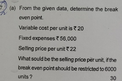 Solved (a) ﻿From the given data, determine the break even | Chegg.com
