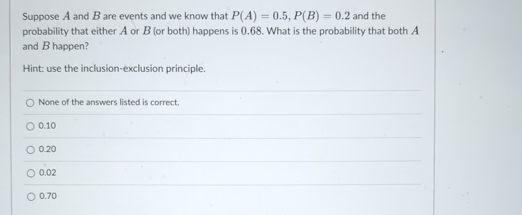 Solved Suppose A and B ﻿are events and we know that | Chegg.com