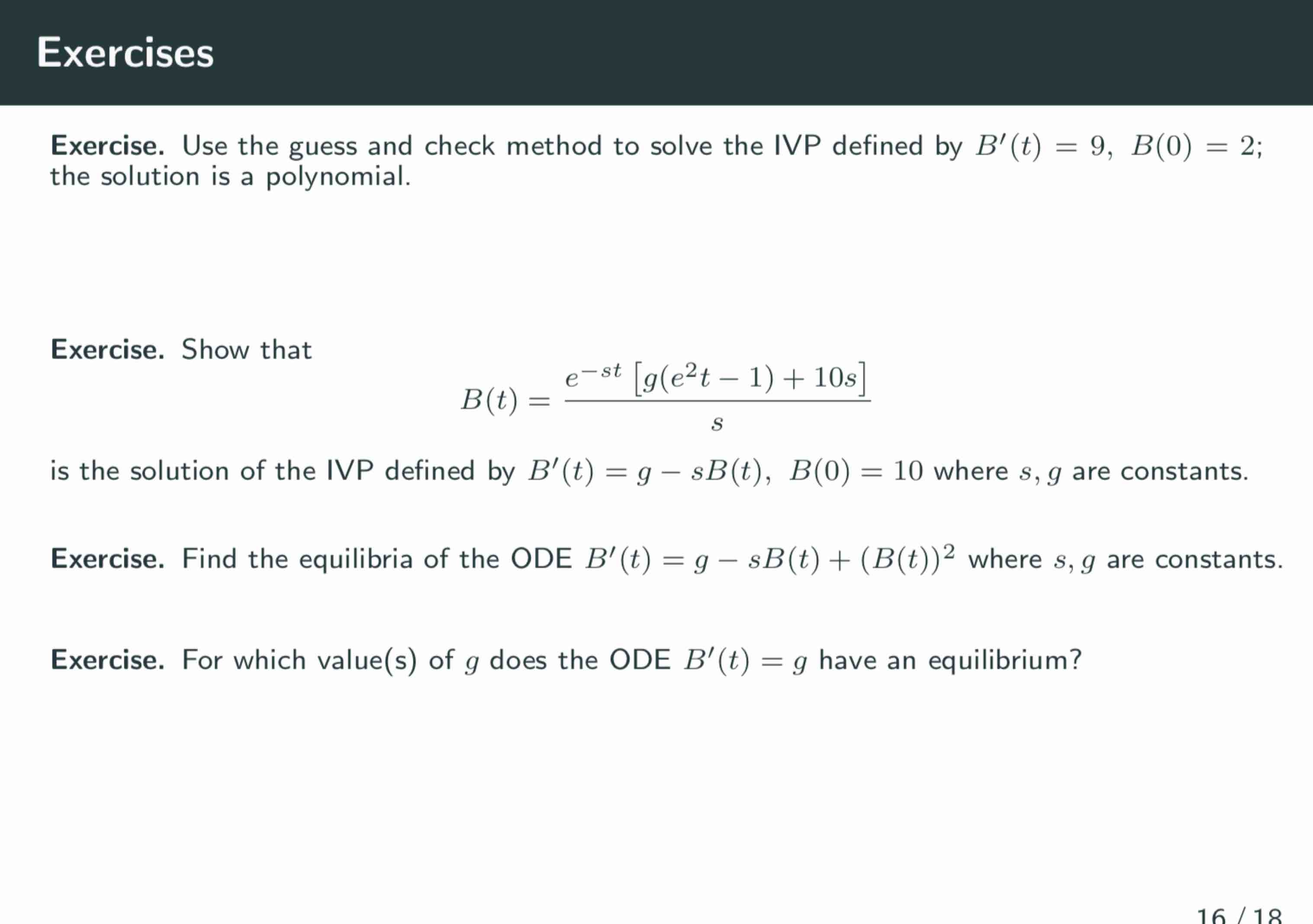 Solved Exercise. Use the guess and check method to ﻿solve | Chegg.com